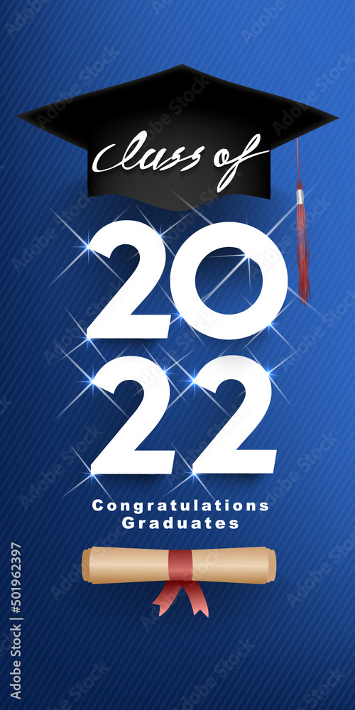 Graduation 2022 Vector text 3D gold design, congratulation event, T ...