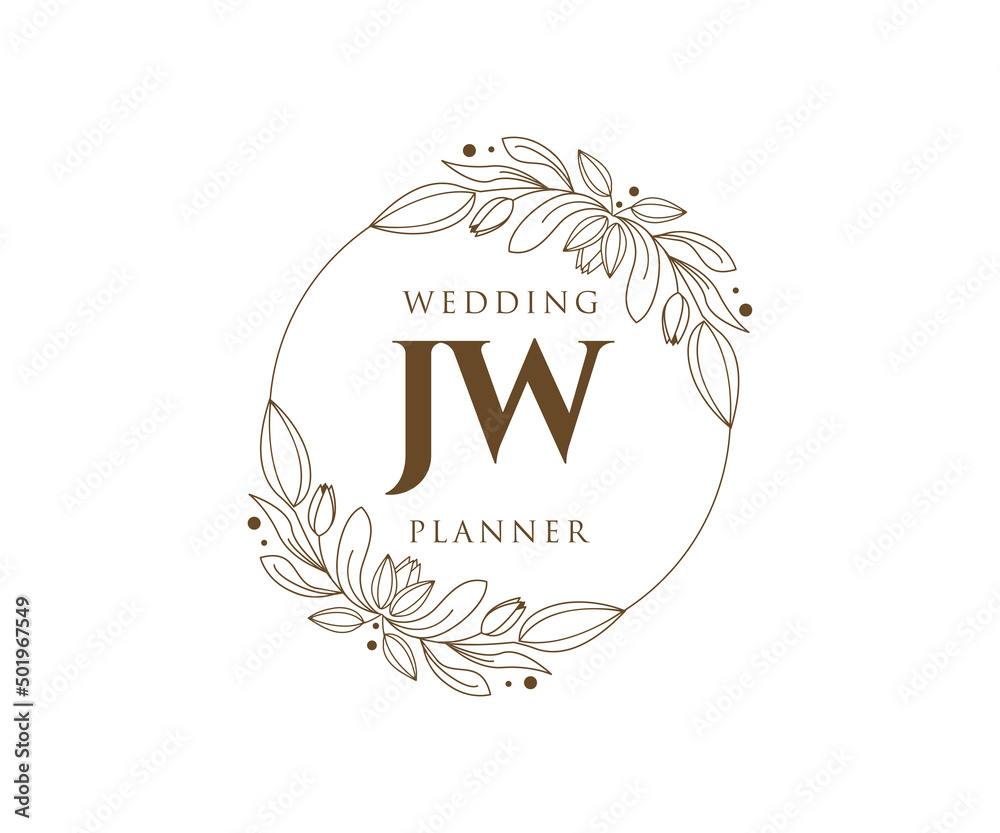 JW Initials letter Wedding monogram logos collection, hand drawn modern ...