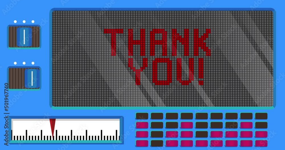 Thank You text on a Digital Led Panel. Announcement Message with Light ...