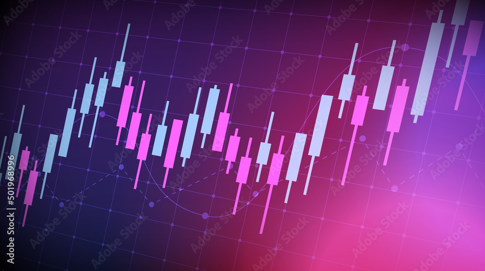Financial graph with up trend line candlestick chart in stock market on ...