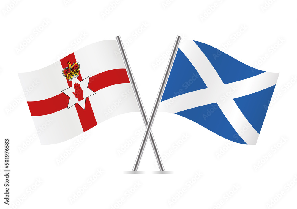Northern Ireland and Scotland crossed flags. Flag of Northern Ireland ...
