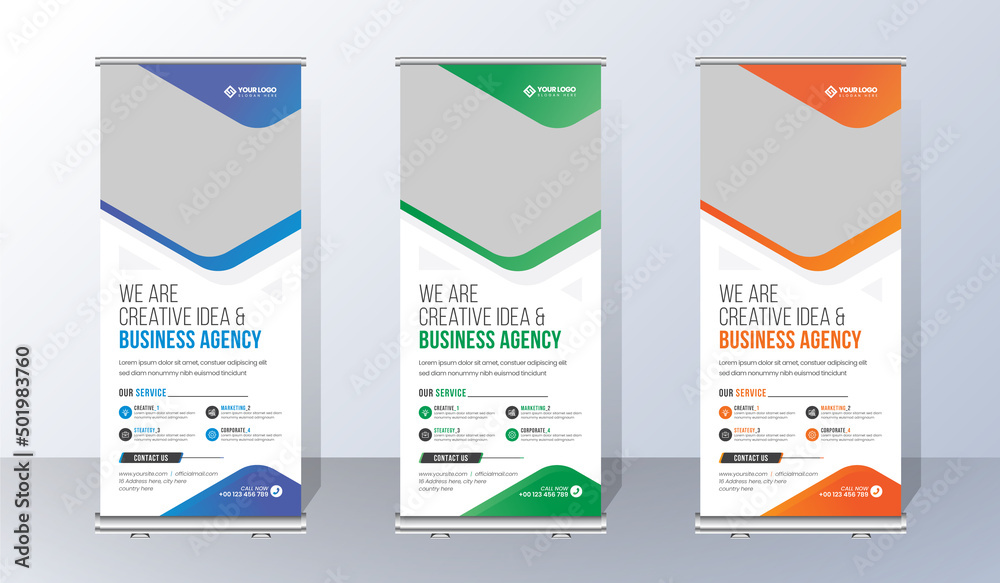 Roll up banner design template, abstract background, pull up design ...
