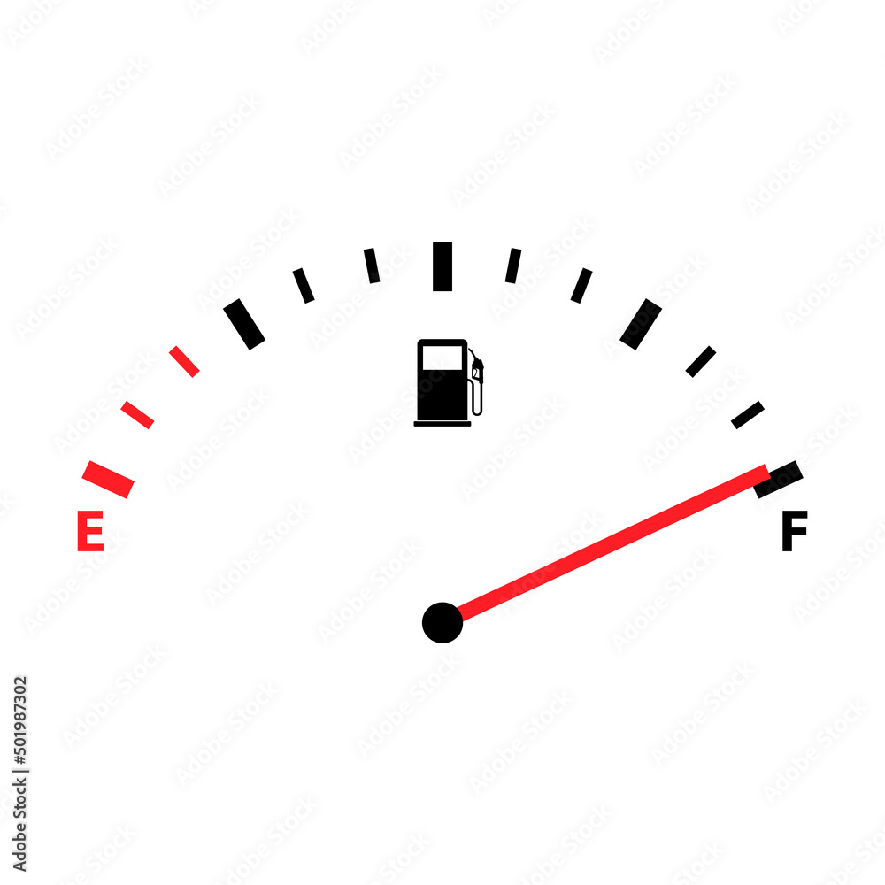 Fuel car indicator icon, gauge petrol automobile meter symbol, control ...