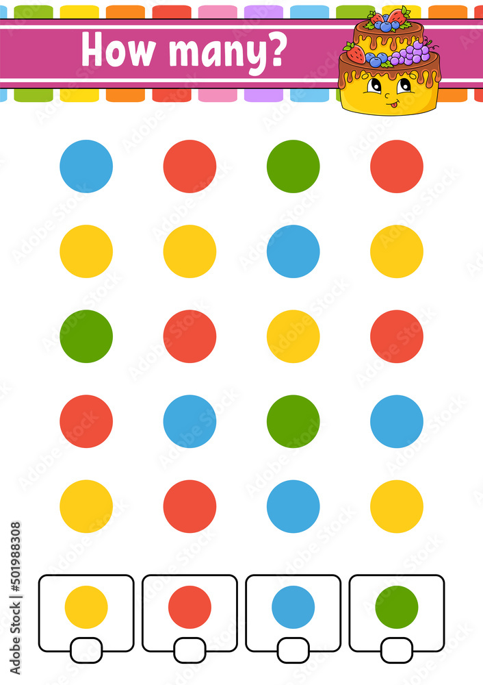Counting game for children. Happy characters. Learning mathematics. How ...