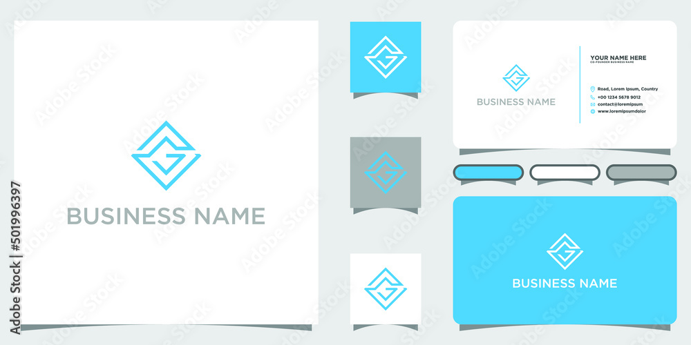 Flat Minimal Initial CG, GC Letter Logo With Premium Business Card ...