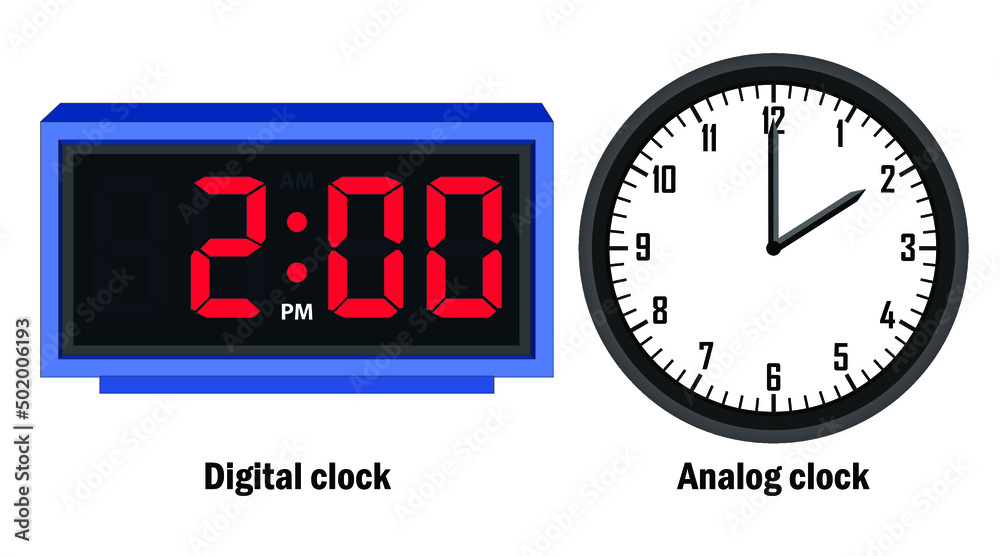 digital clock and analog clock vector clock with time 02:00 Stock ... digital clock and analog clock vector clock with time 02:00 Stock ...