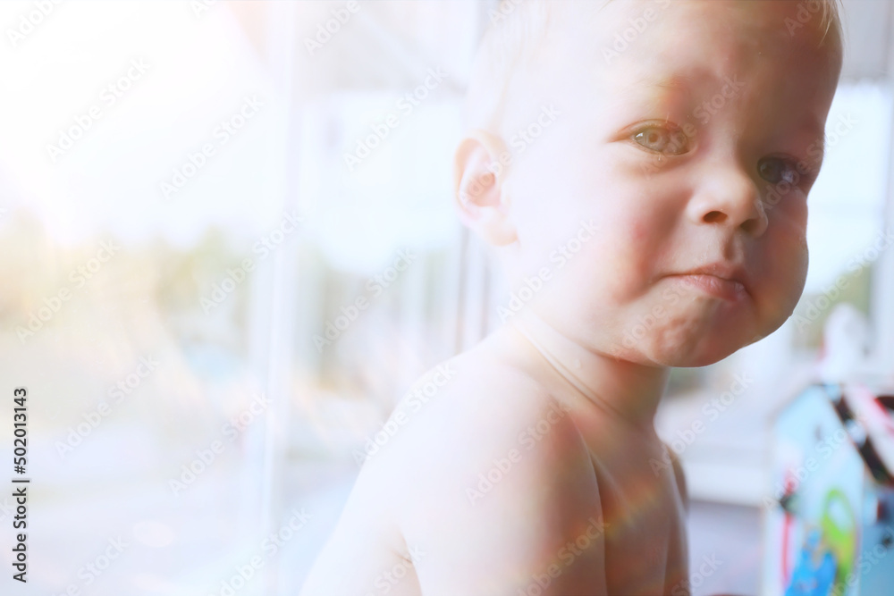 sad upset baby child emotions boy portrait Stock Photo | Adobe Stock