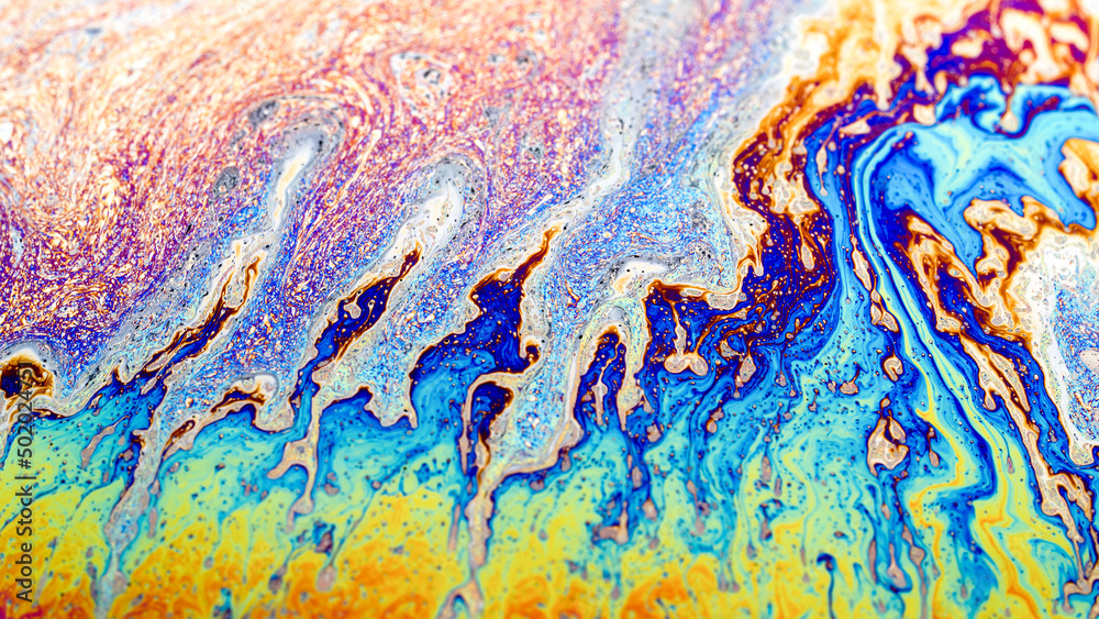 Dispersion of light on the surface of a soap bubble. Psychedelic ...