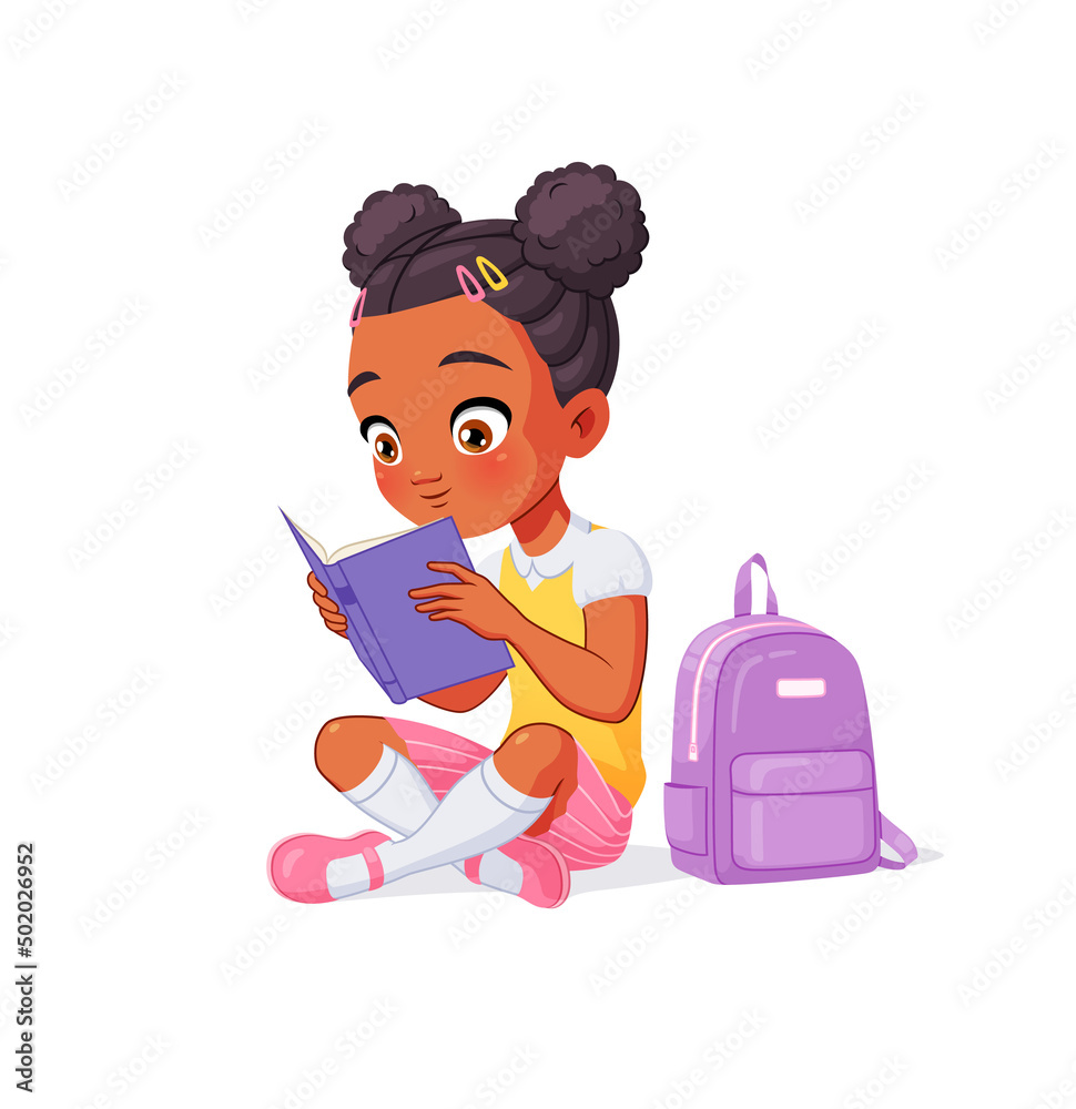 Black Girl Reading Illustration