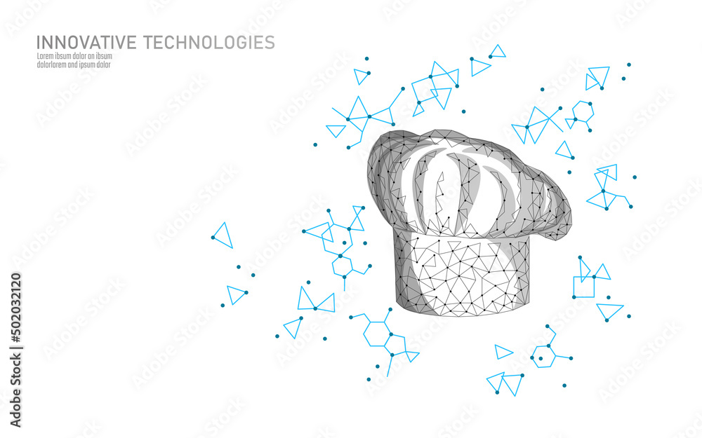 3D chef kitchen molecular gastronomy concept. One line continuous ...