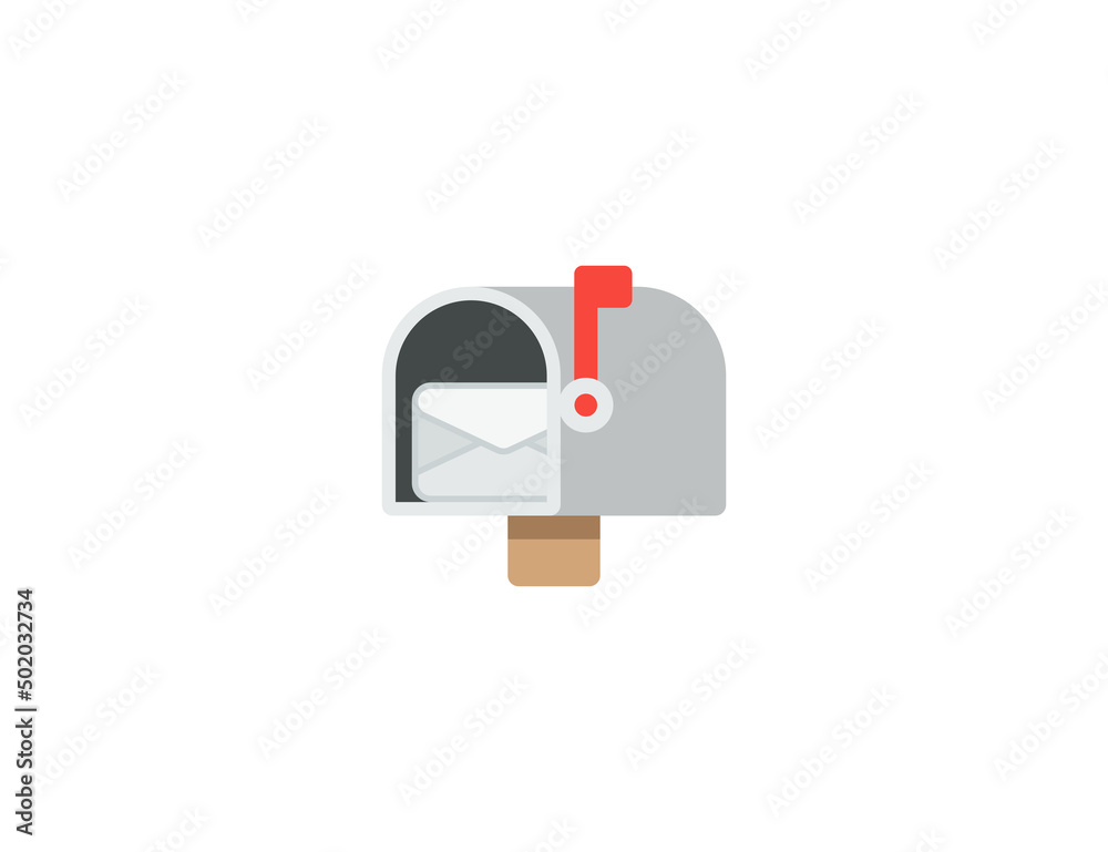 Open Mailbox with Raised Flag Vector Isolated Emoticon. Mailbox Icon ...