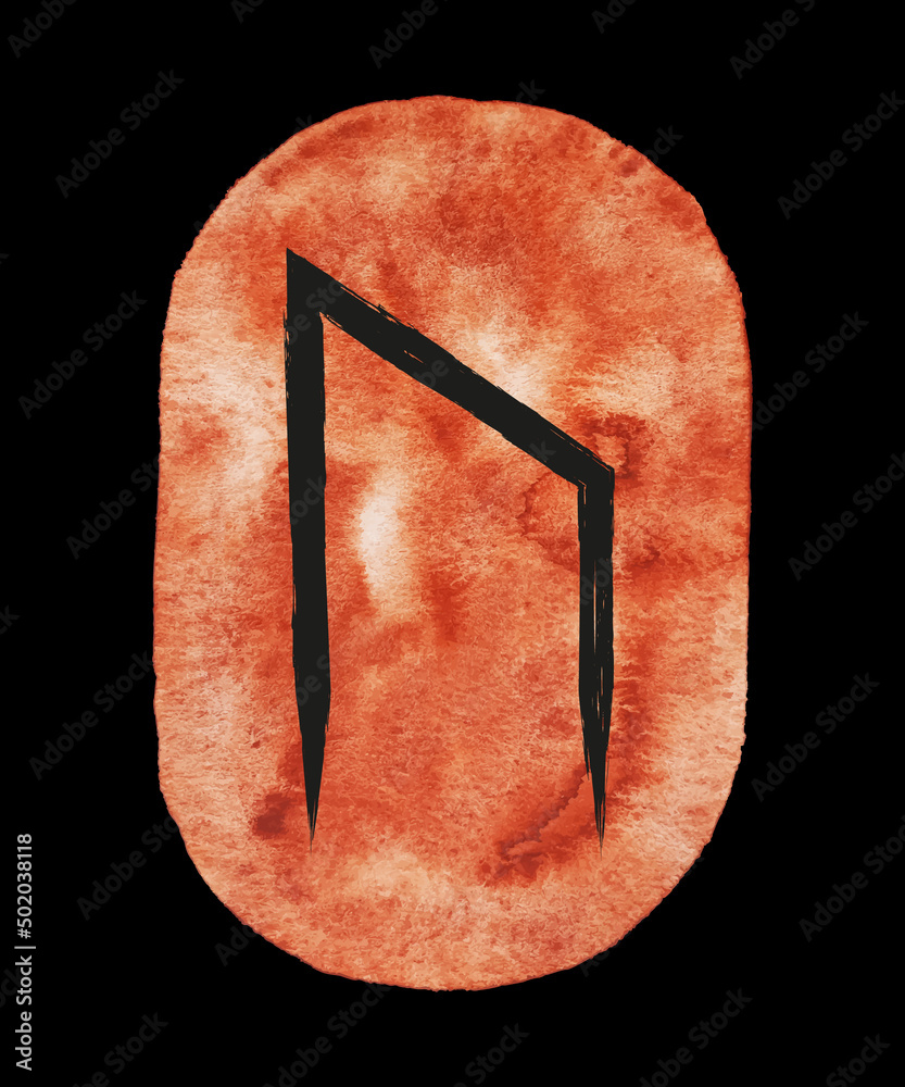 A spot with an imitation of a watercolor effect and a hand-drawn Uruz ...