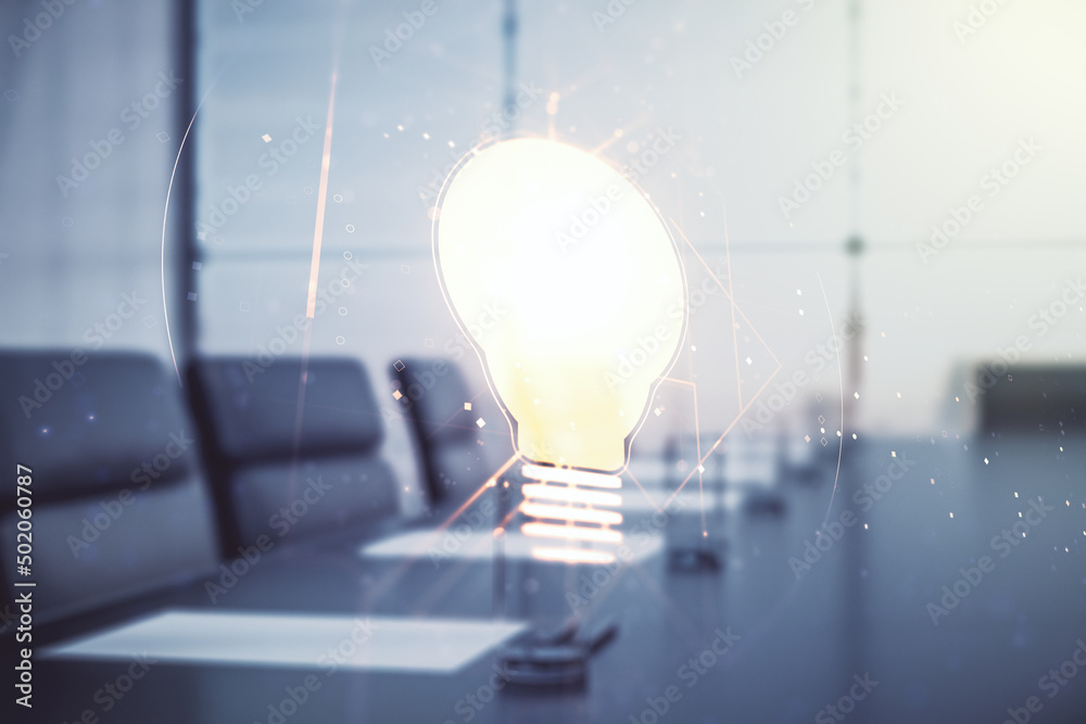 Virtual Idea concept with light bulb illustration on a modern ...