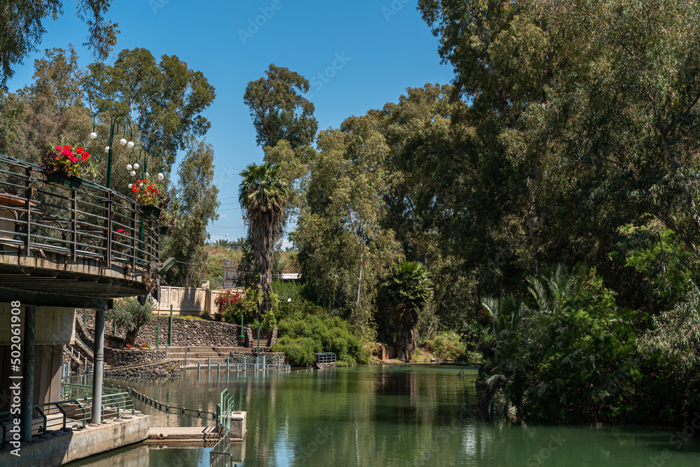 The baptismal area of the Yardenit Baptismal site on the Jordan River ...