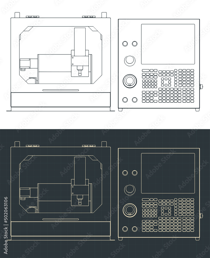 Desktop CNC router machine blueprints Stock Vector | Adobe Stock