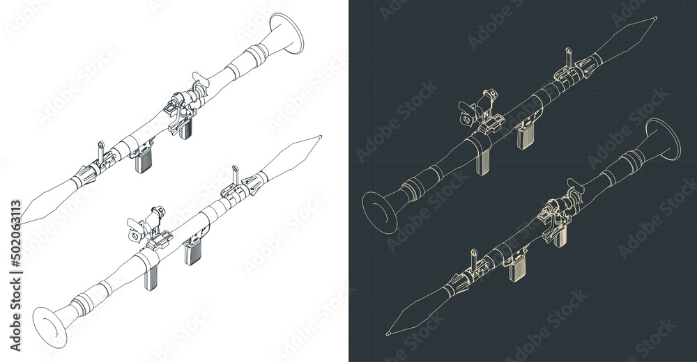 Hand-held anti-tank grenade launcher isometric blueprints Stock Vector ...