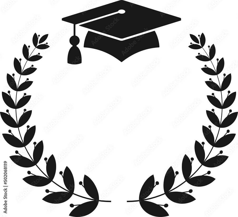 Graduation logo. Laurel wreath university graduate cap. Stock Vector ...