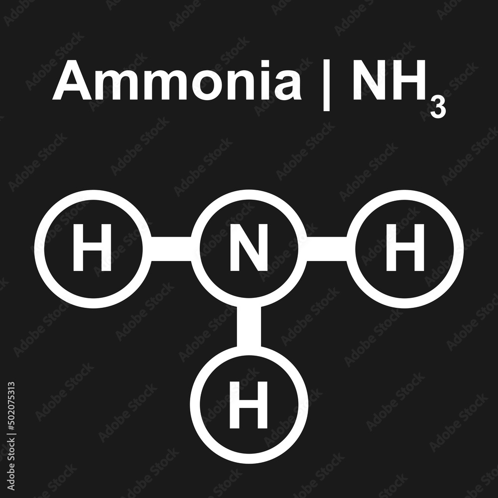 Molecular Model Of Ammonia (NH3) Molecule. Vector Illustration. Stock ...