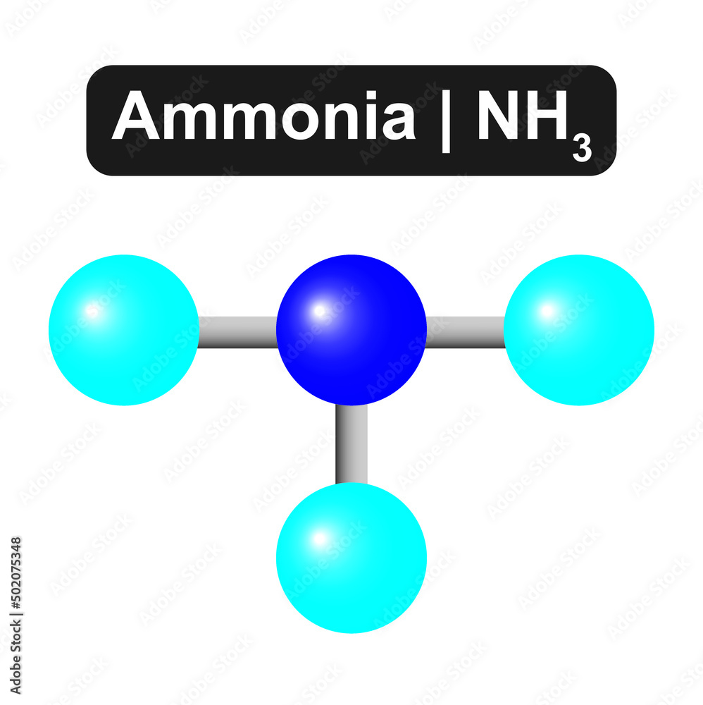 Molecular Model Of Ammonia (NH3) Molecule. Vector Illustration. Stock ... Molecular Model Of Ammonia (NH3) Molecule. Vector Illustration. Stock ...
