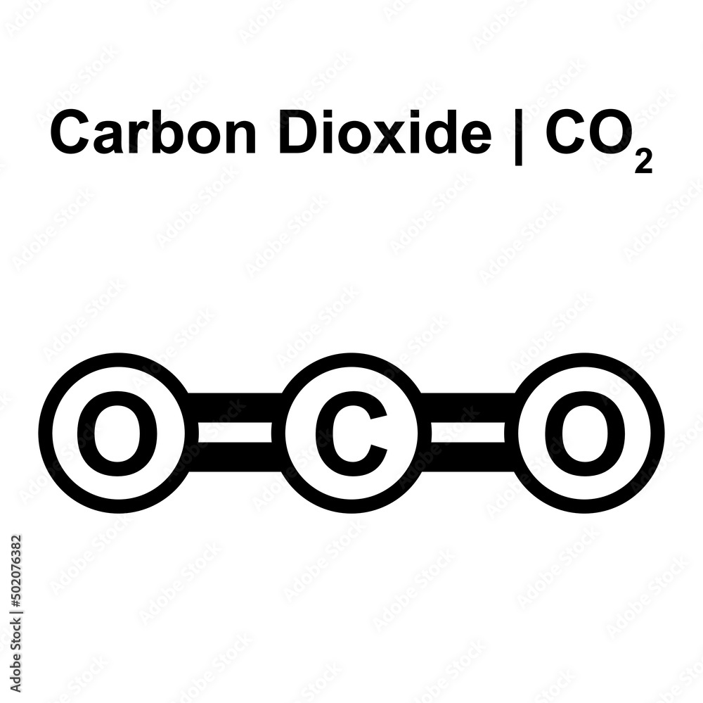 Molecular Model Of Carbon Dioxide (CO2) Molecule. Vector Illustration ...