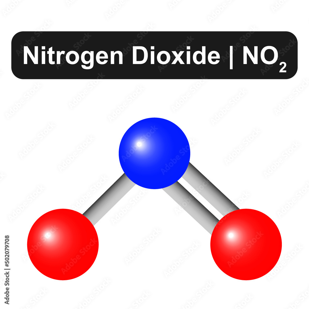 Molecular Model Of Nitrogen Dioxide (NO2) Molecule. Vector Illustration ...