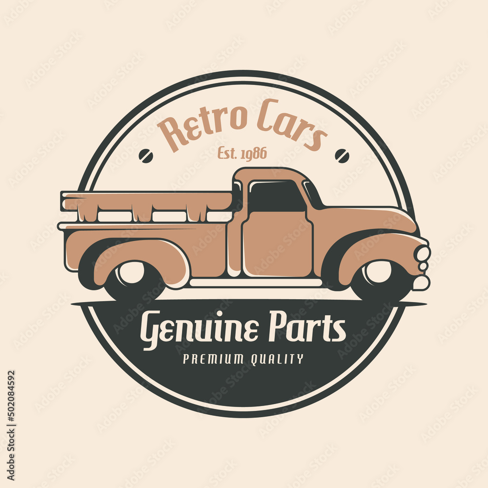 Classic Truck Logo Badge Concept Vector. Retro Vehicle Logo Design ...