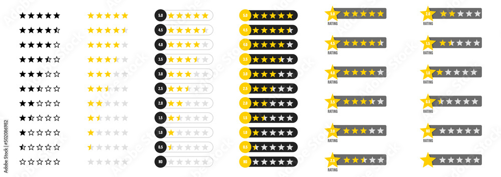 Star rating symbols. Feedback level concepts Stock Vector | Adobe Stock
