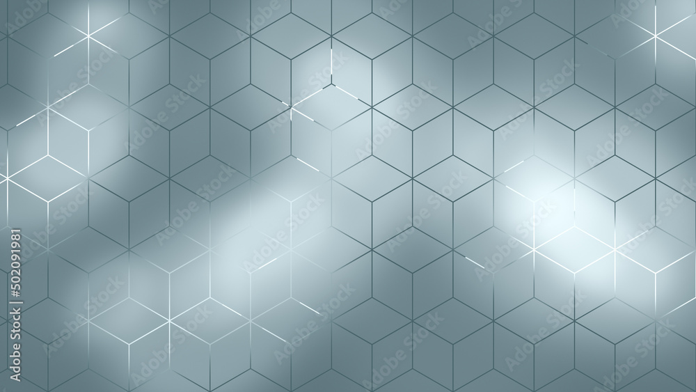 Sandblasted or frosted gray glass with backlit 3d cubes pattern ...