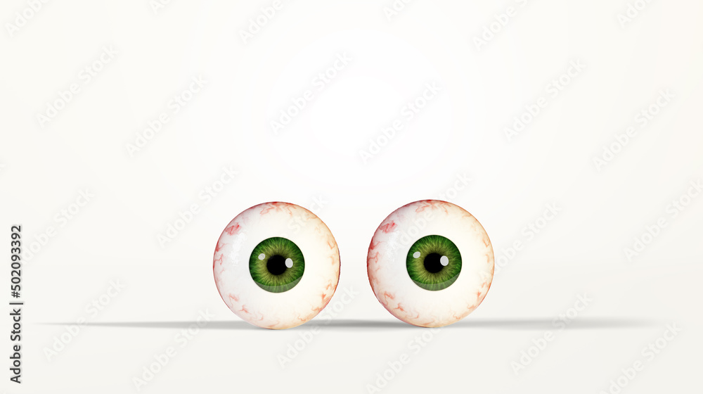 Realistic human eyeballs with green irises, 3d rendering. Human ...