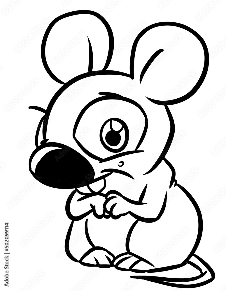 Little mouse coloring page cartoon illustration Stock Illustration ...