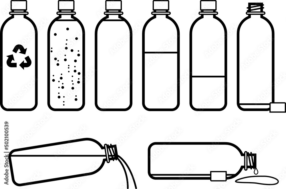set of vector bottle line drawings with water Stock Vector | Adobe Stock