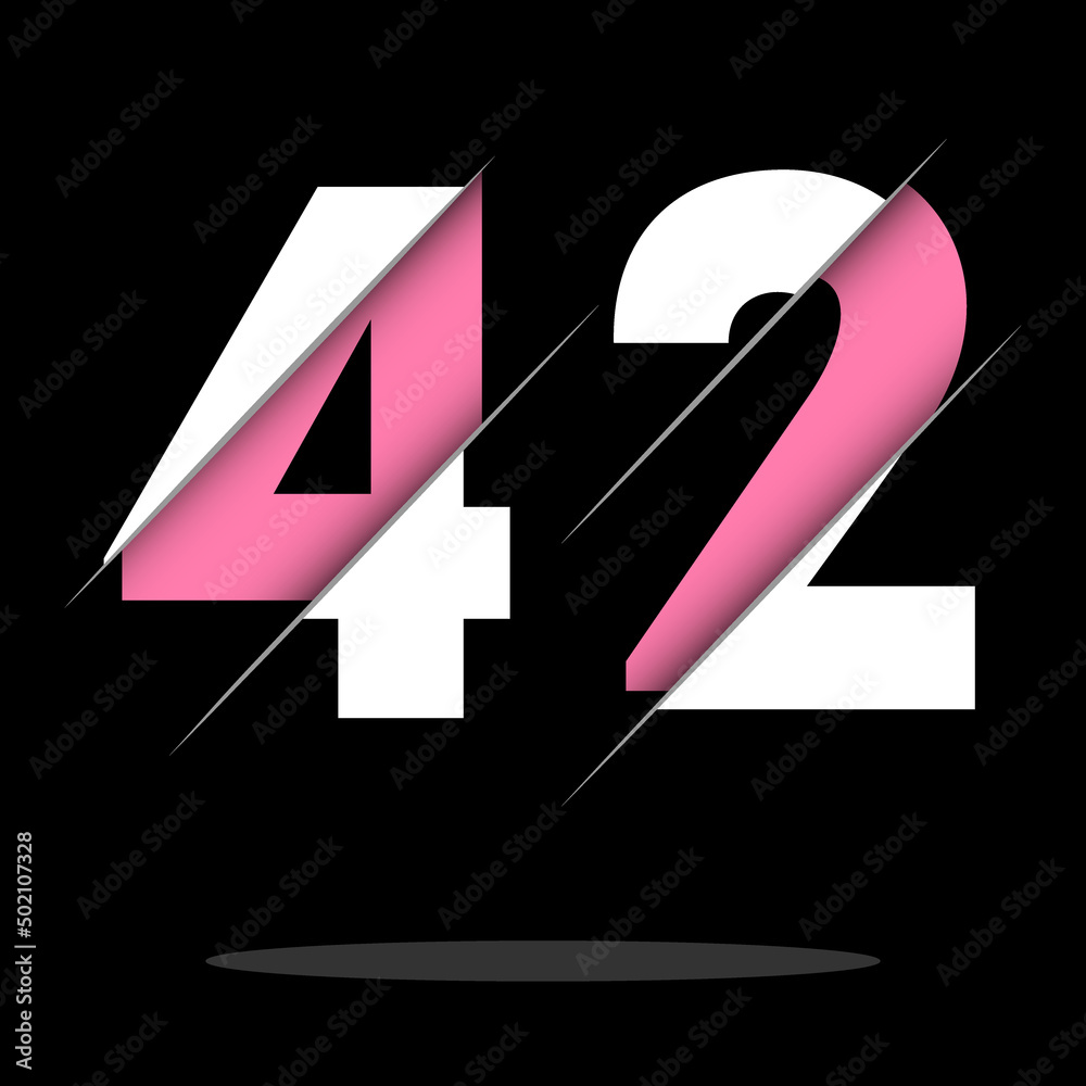 42 4 2 Number Logo Design with a Creative Cut and Black Circle ...