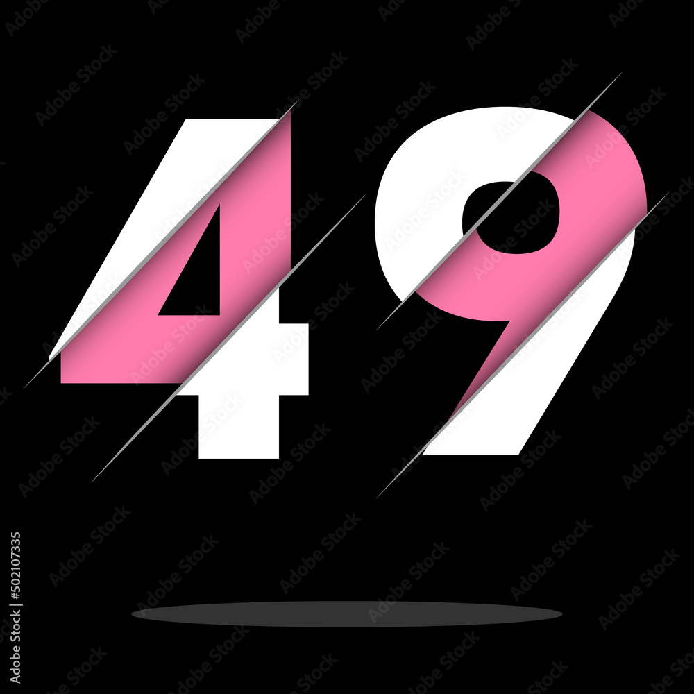 49 4 9 Number Logo Design with a Creative Cut and Black Circle ...