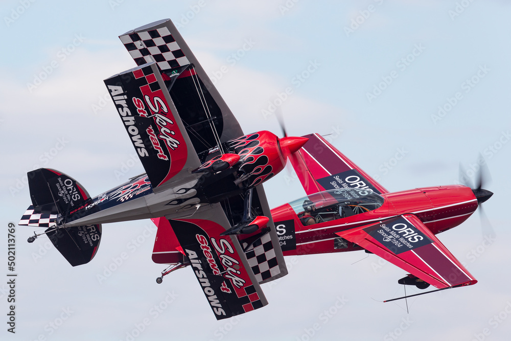 Avalon, Australia - February 28, 2015: Aerobatic pilot Skip Stewart ...
