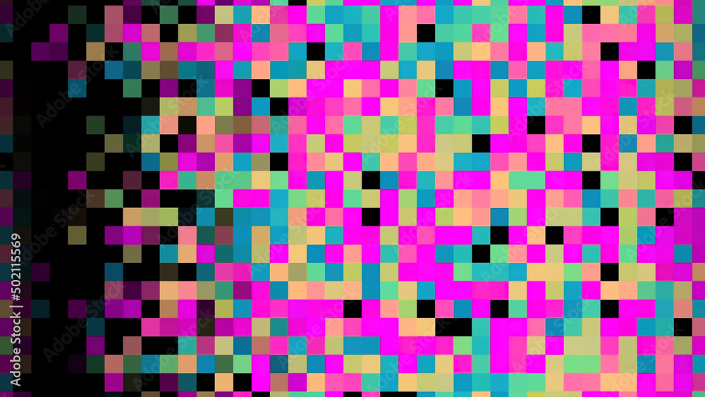 Abstract animation of multicolored pixel spot moving horizontally n the ...