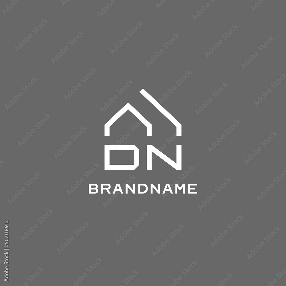 Monogram DN house roof shape, simple modern real estate logo design ...