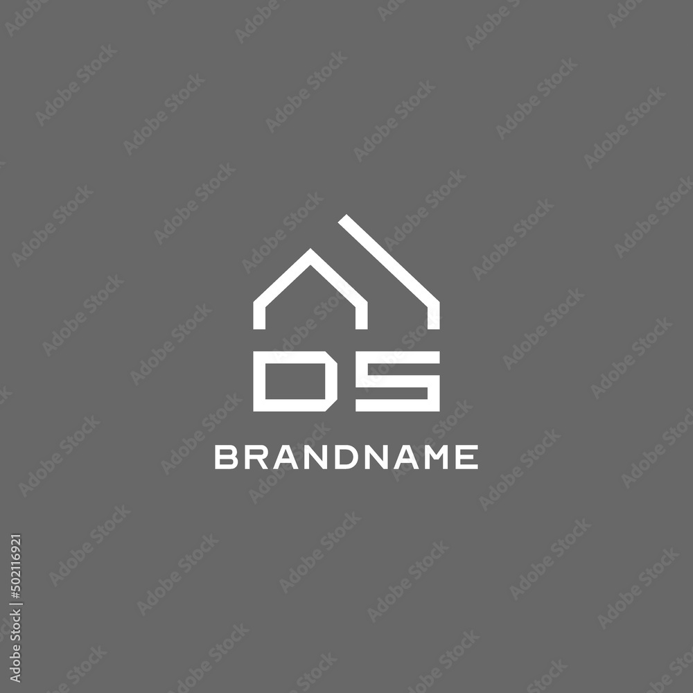 Monogram DS house roof shape, simple modern real estate logo design ...