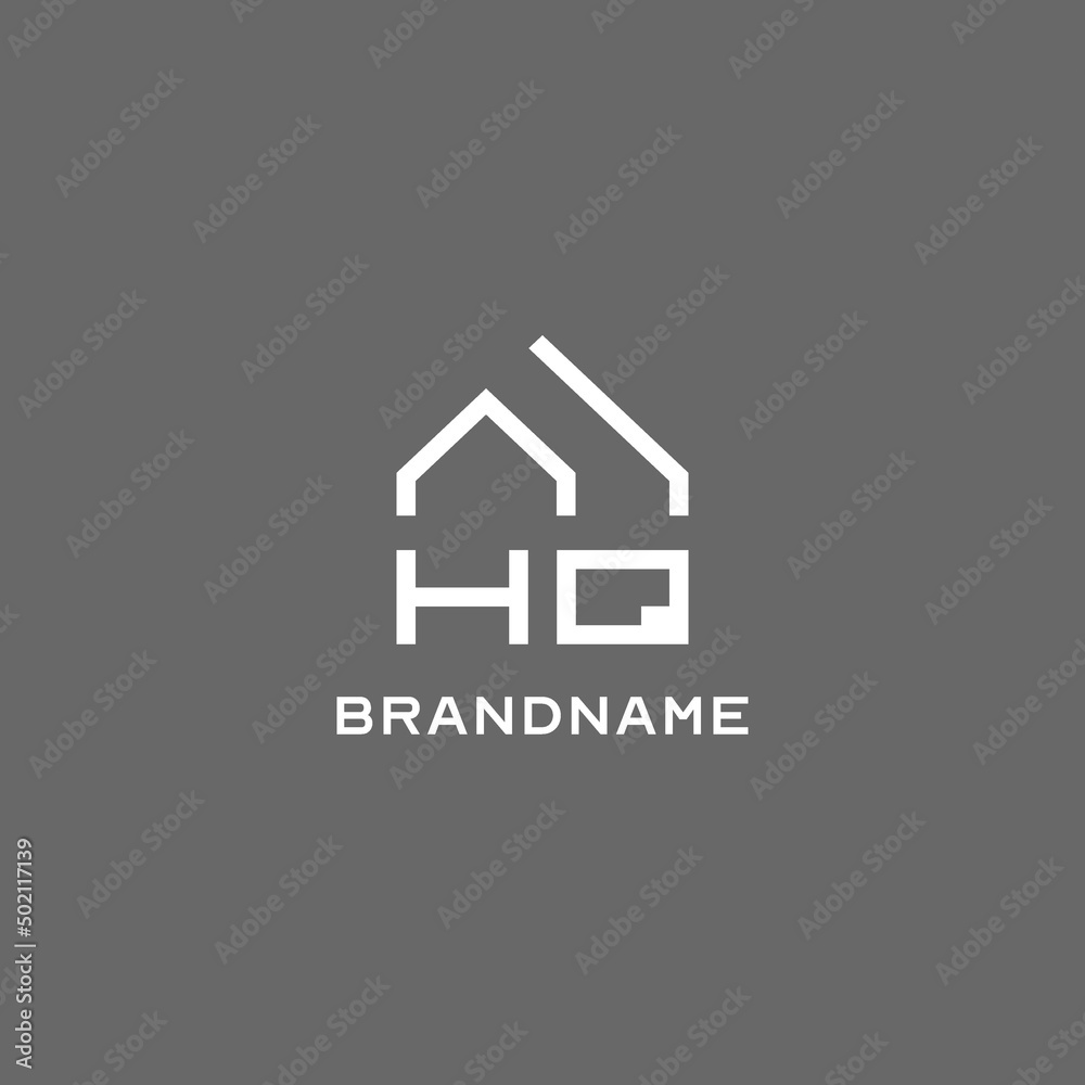 Monogram HQ house roof shape, simple modern real estate logo design Stock Vector | Adobe Stock