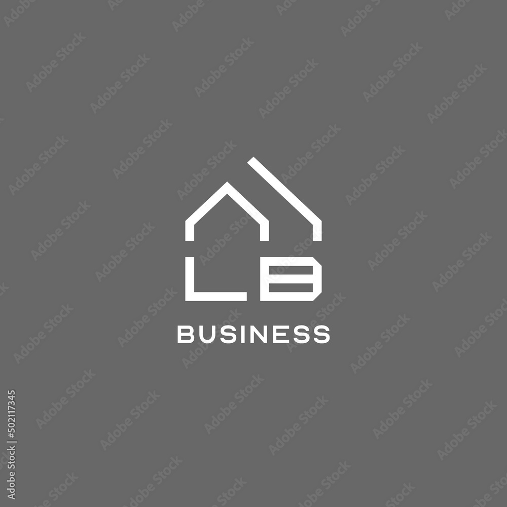 Monogram LB house roof shape, simple modern real estate logo design ...