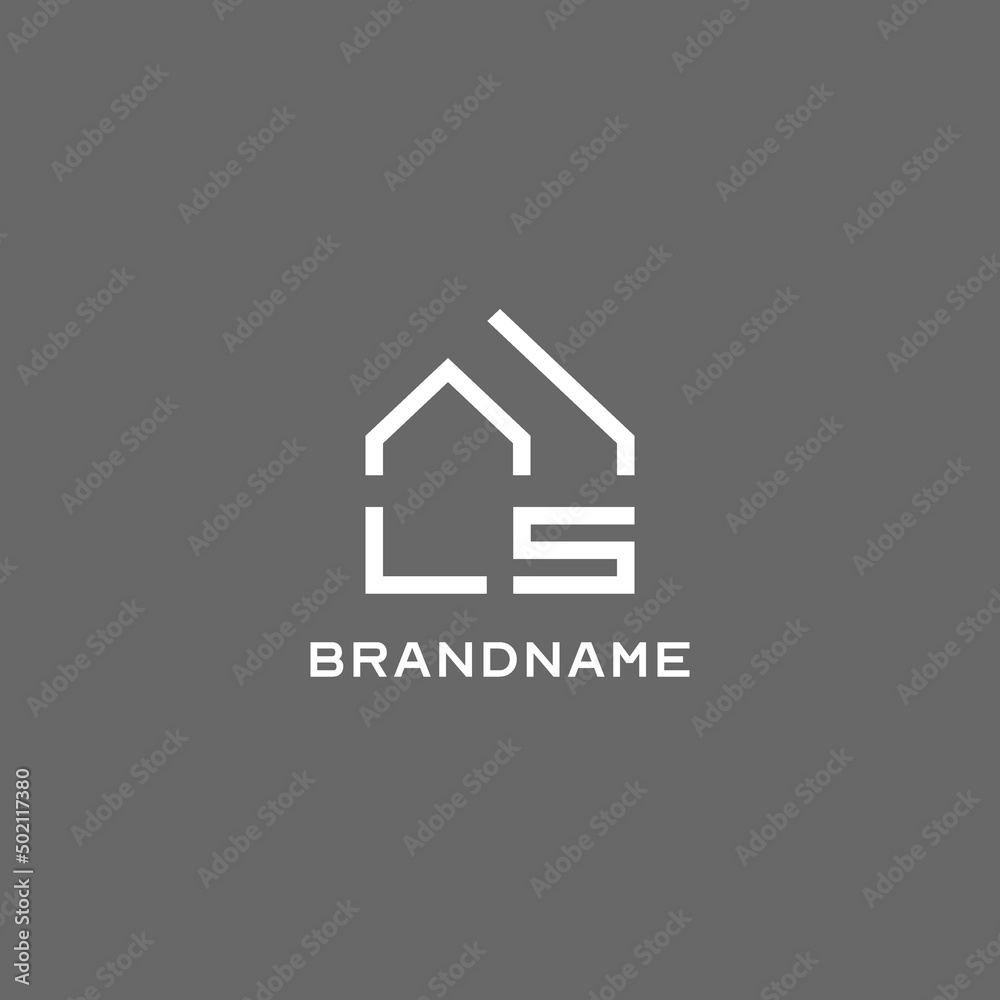 Monogram LS house roof shape, simple modern real estate logo design ...