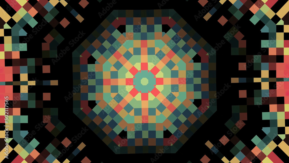 Beautiful abstract multicolored pattern consisting from pixels moving ...