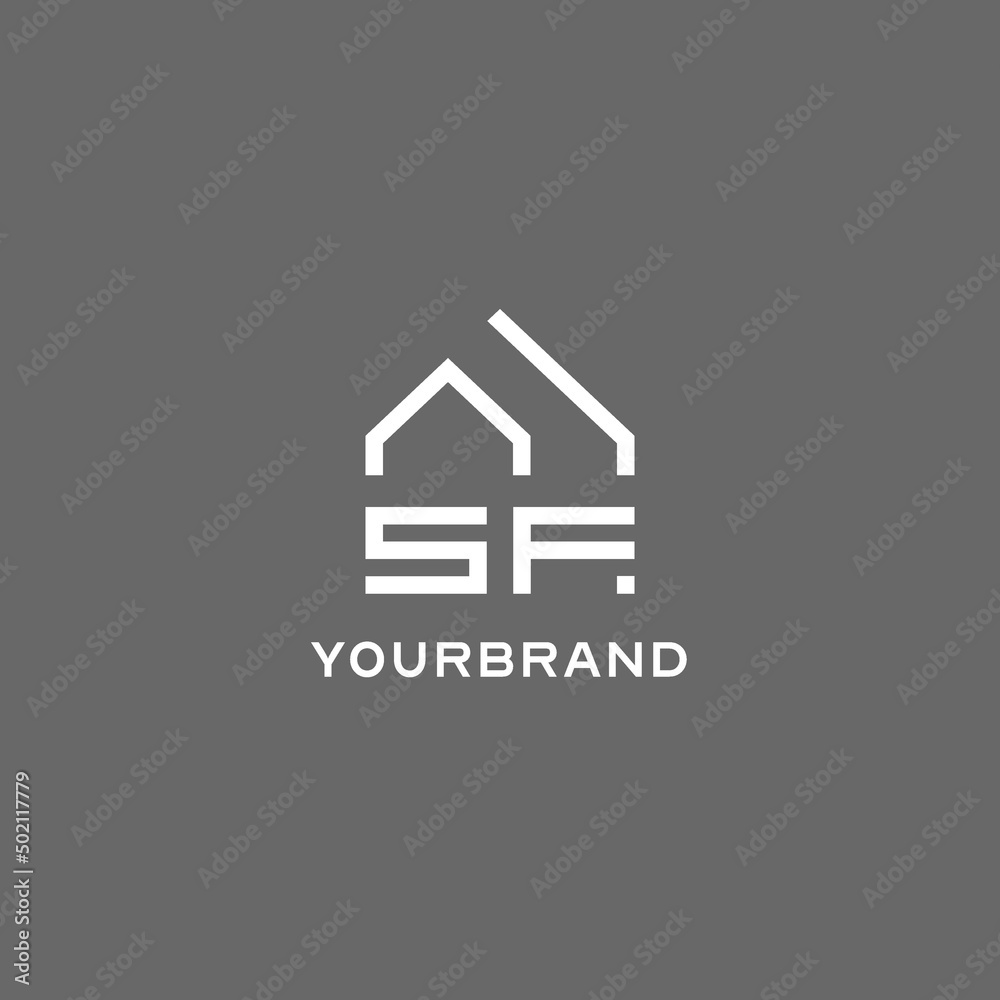 Monogram SF house roof shape, simple modern real estate logo design ...