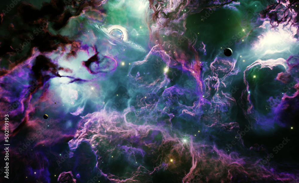 Nebula in outer space, planets and galaxy Stock Photo | Adobe Stock