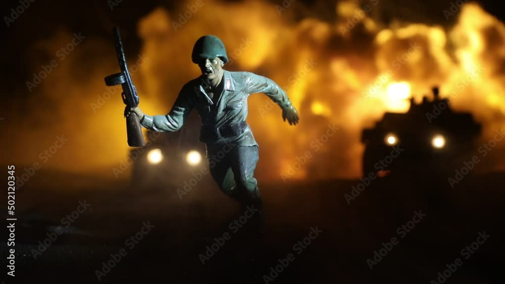 War between Russia and Ukraine. Battle scene on war fog sky background ...