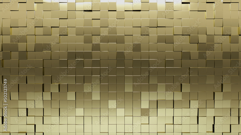 Square, Polished Wall background with tiles. Gold, tile Wallpaper with ...