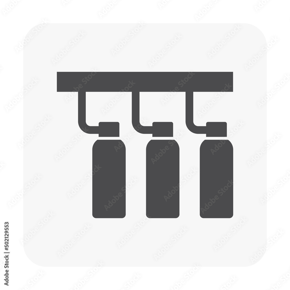 Fire suppression, automatic flooding system vector icon with refill ...