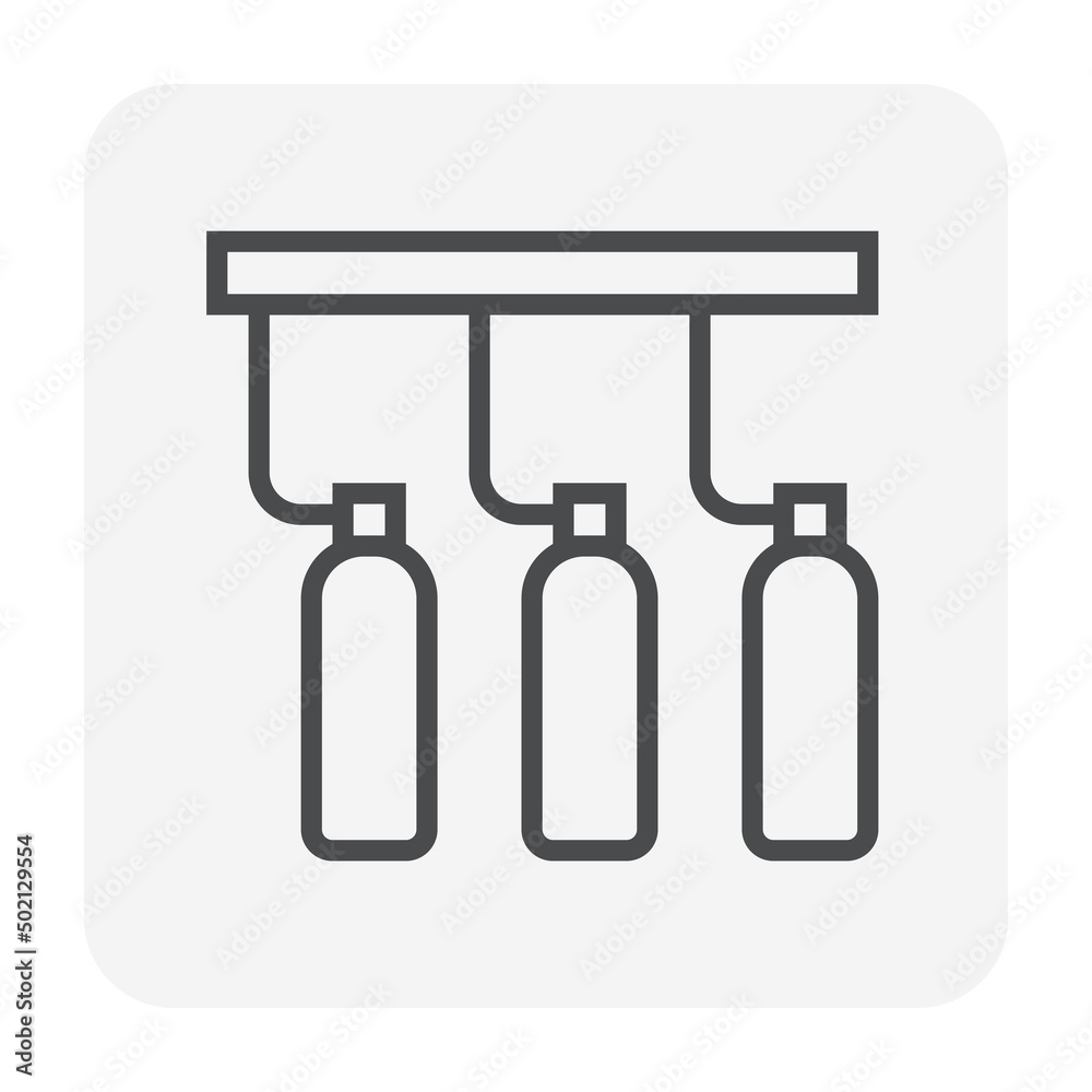 Fire suppression, automatic flooding system vector icon with bottle gas ...
