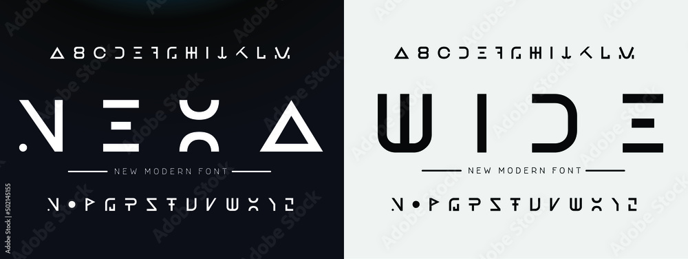 NEXA WIDE Sports minimal tech font letter set. Luxury vector typeface ...