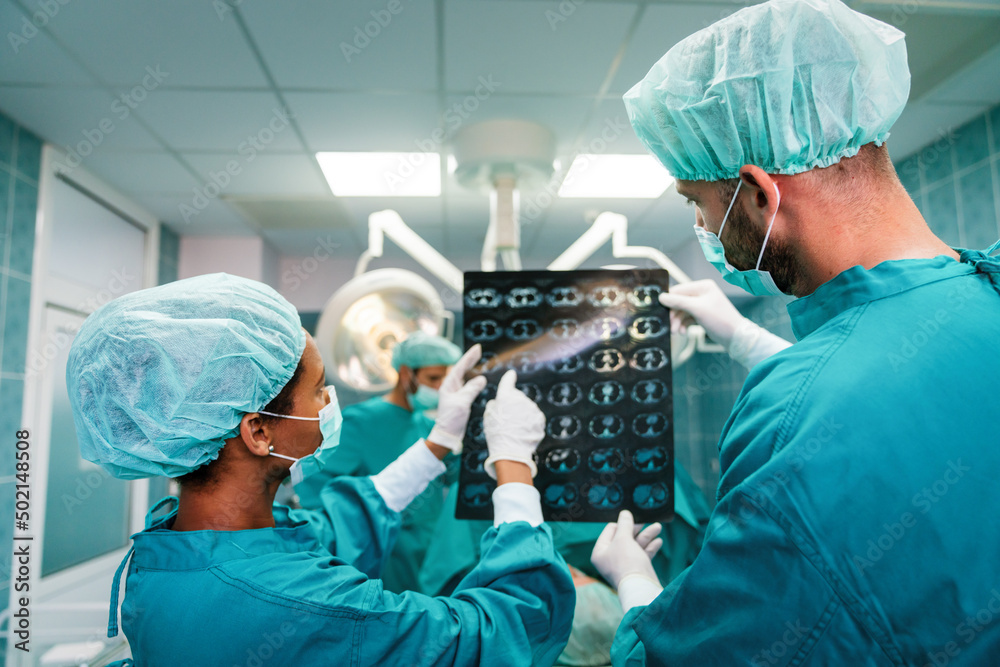 Portrait of intellectual healthcare professionals with at x-ray ...