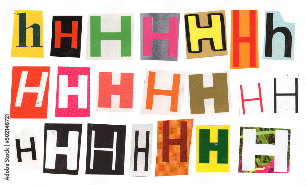 letter h magazine cut out font, ransom letter, isolated collage ...